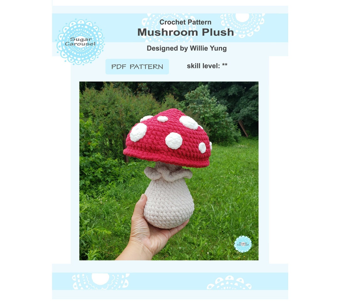 PDF Crochet Pattern Mushroom Plush - Red Toadstool Baby Kid Kawaii ...