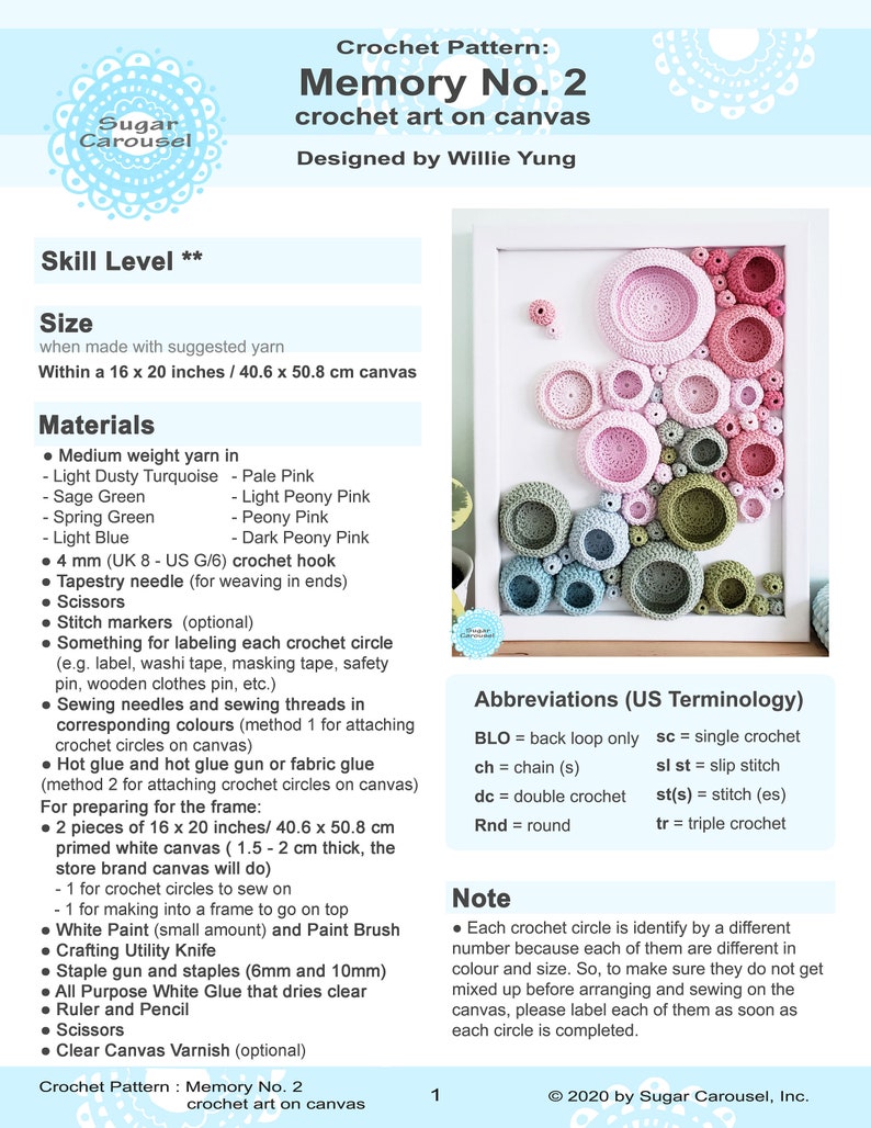 PDF Crochet Pattern Memory No. 2 Crochet Art on Canvas - Etsy Canada