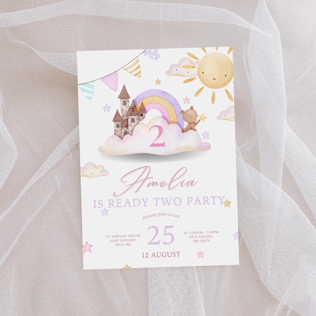 2nd Birthday Invitation, Digital 2nd Birthday Template, 2nd Birthday ...