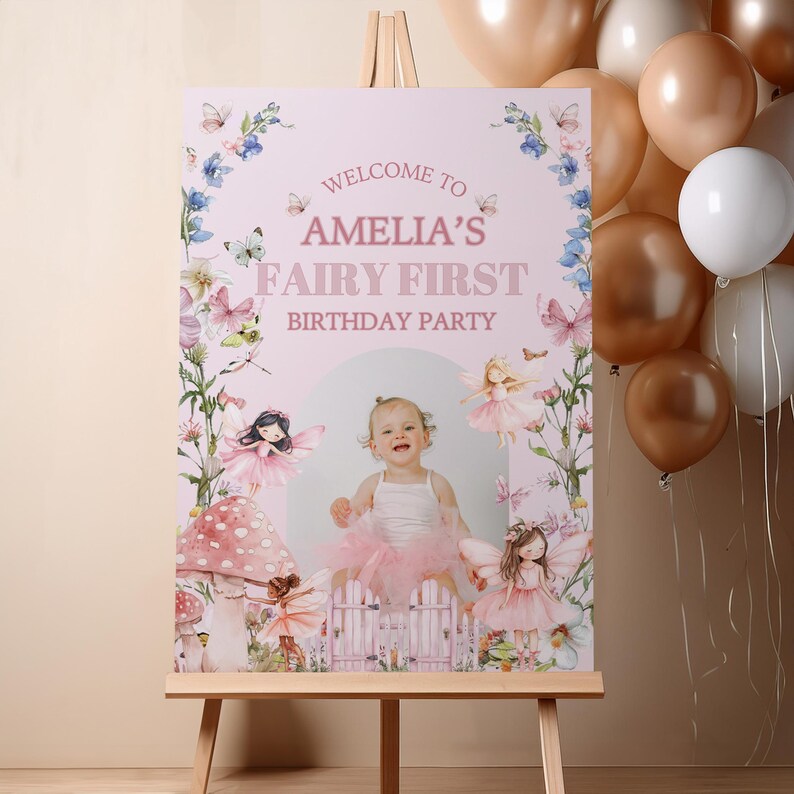 Fairy First Birthday Welcome Sign, Fairy Birthday Welcome Sign, 1st ...