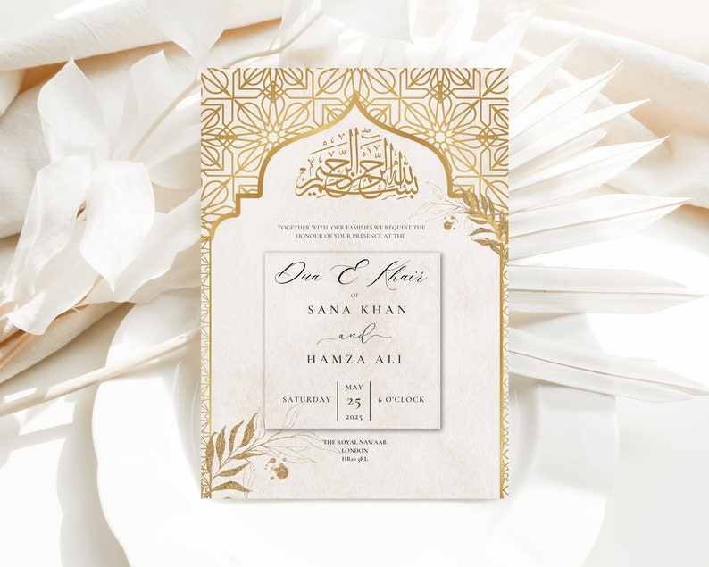 Dua E Khair Muslim Wedding Invitation, Custom Nikkah Invite, Editable ...