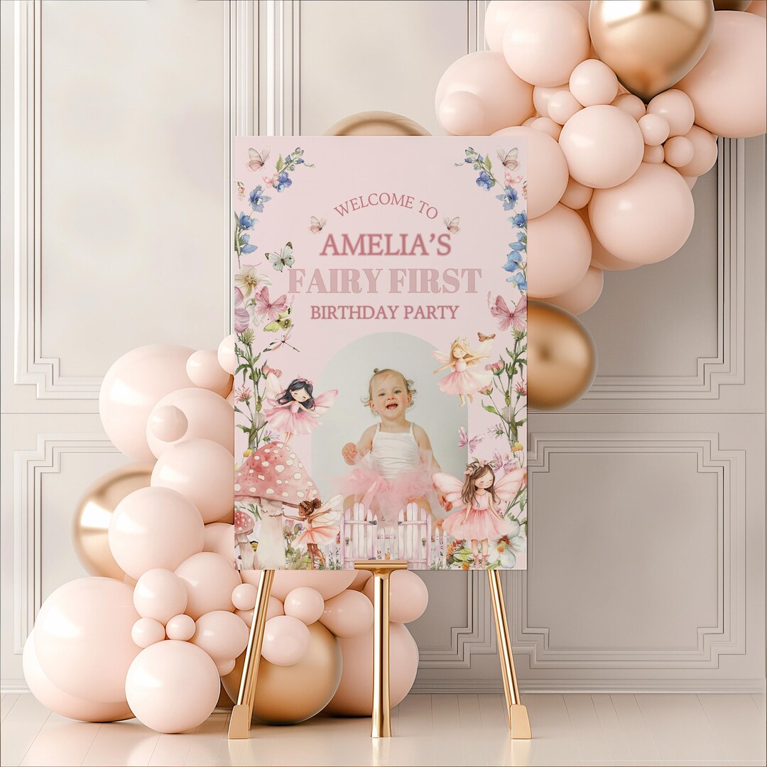 Fairy First Birthday Welcome Sign, Fairy Birthday Welcome Sign, 1st ...