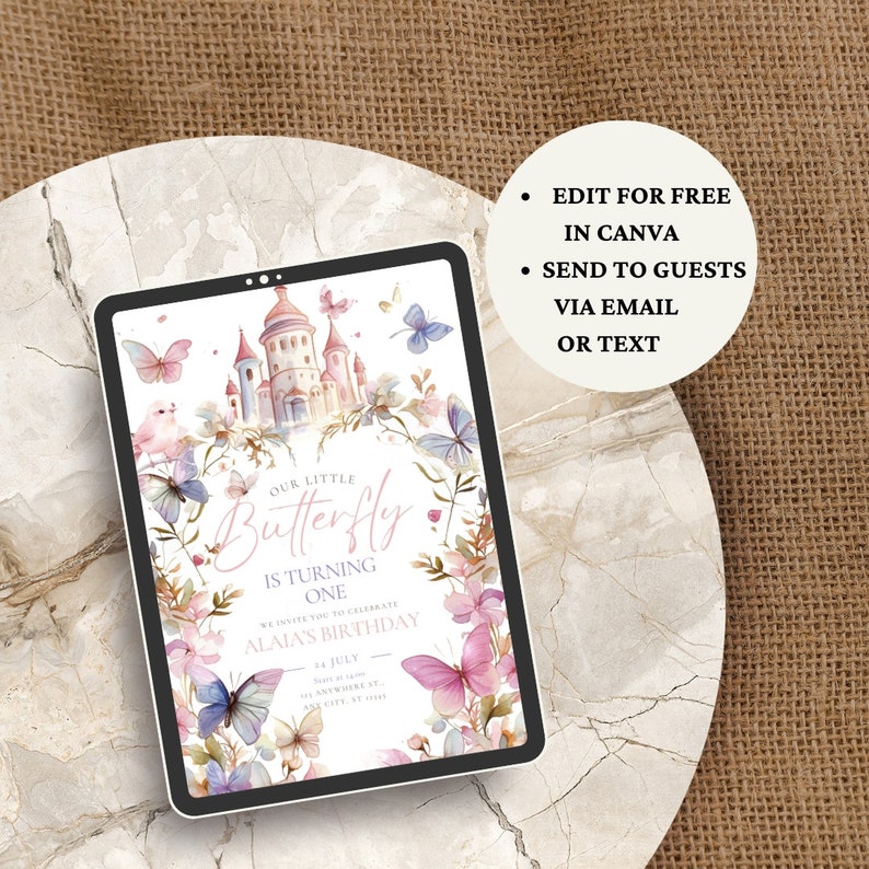 First Birthday Invitation Butterfly Girl Butterfly Party Butterfly ...