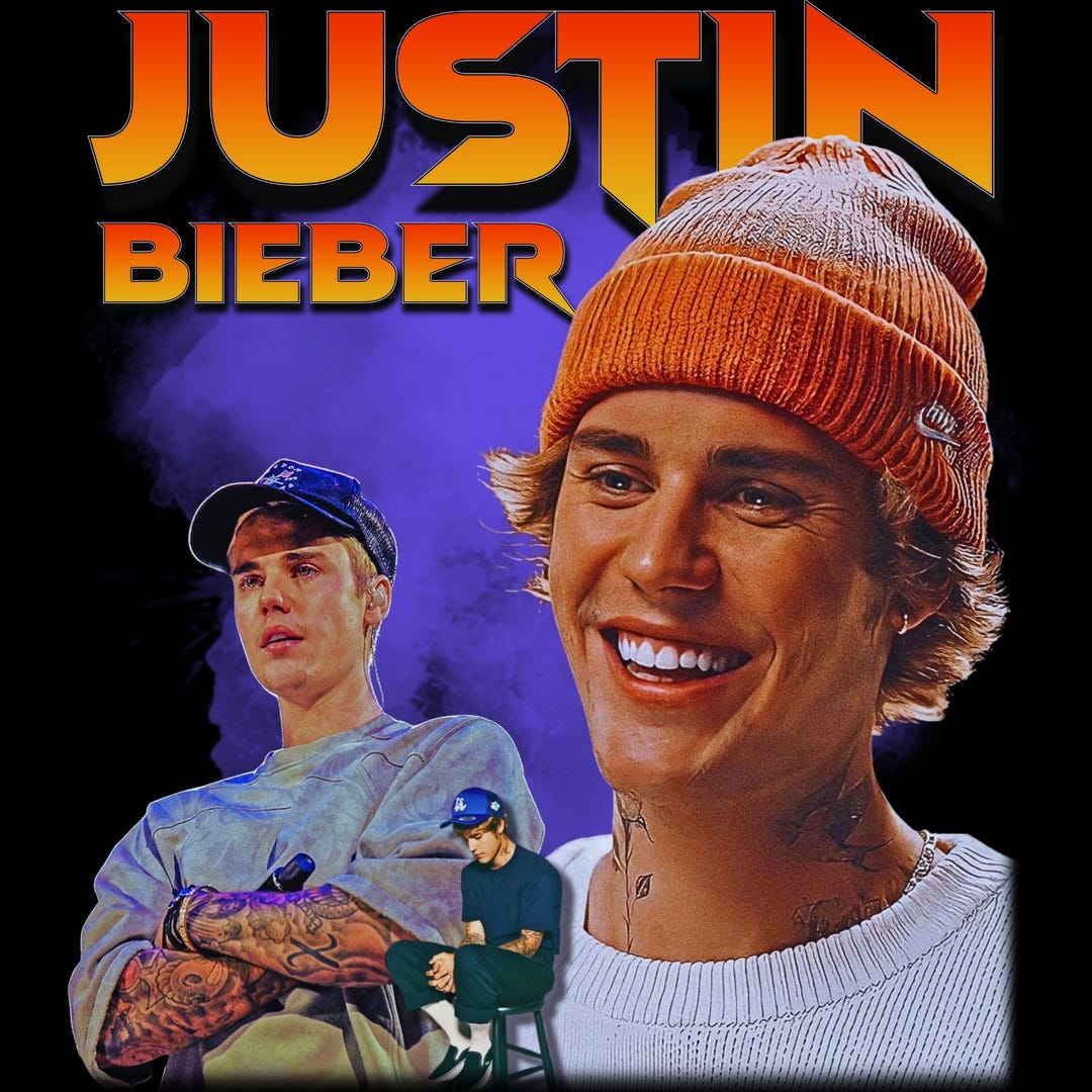 JUSTIN BIEBER T Shirt Design. PNG Digital 4500x5100 Px. Hiphop, Pop ...