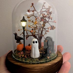 Ghost Terrarium, Handmade Spooky Halloween Pumpkin Diorama With Light ...