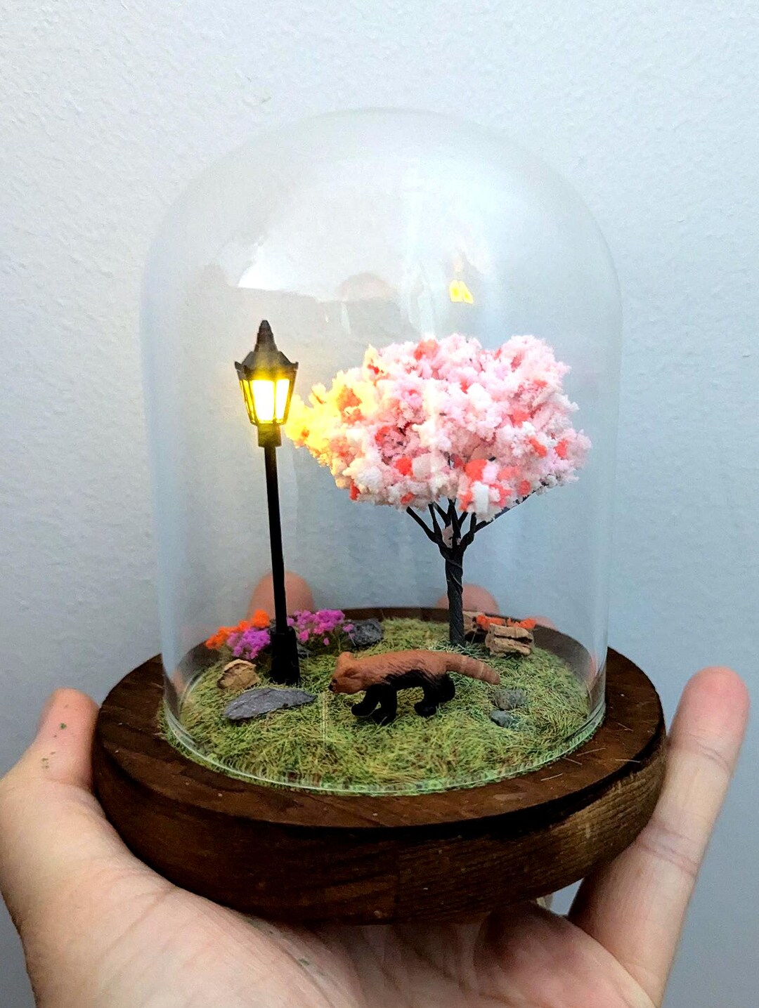 Red Panda Miniature Light-up Diorama: Handmade Cherry Blossom Terrarium ...