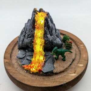 Dinosaur Trex Volcano Diorama Terrarium Light up Glass Cloche Dome - Etsy