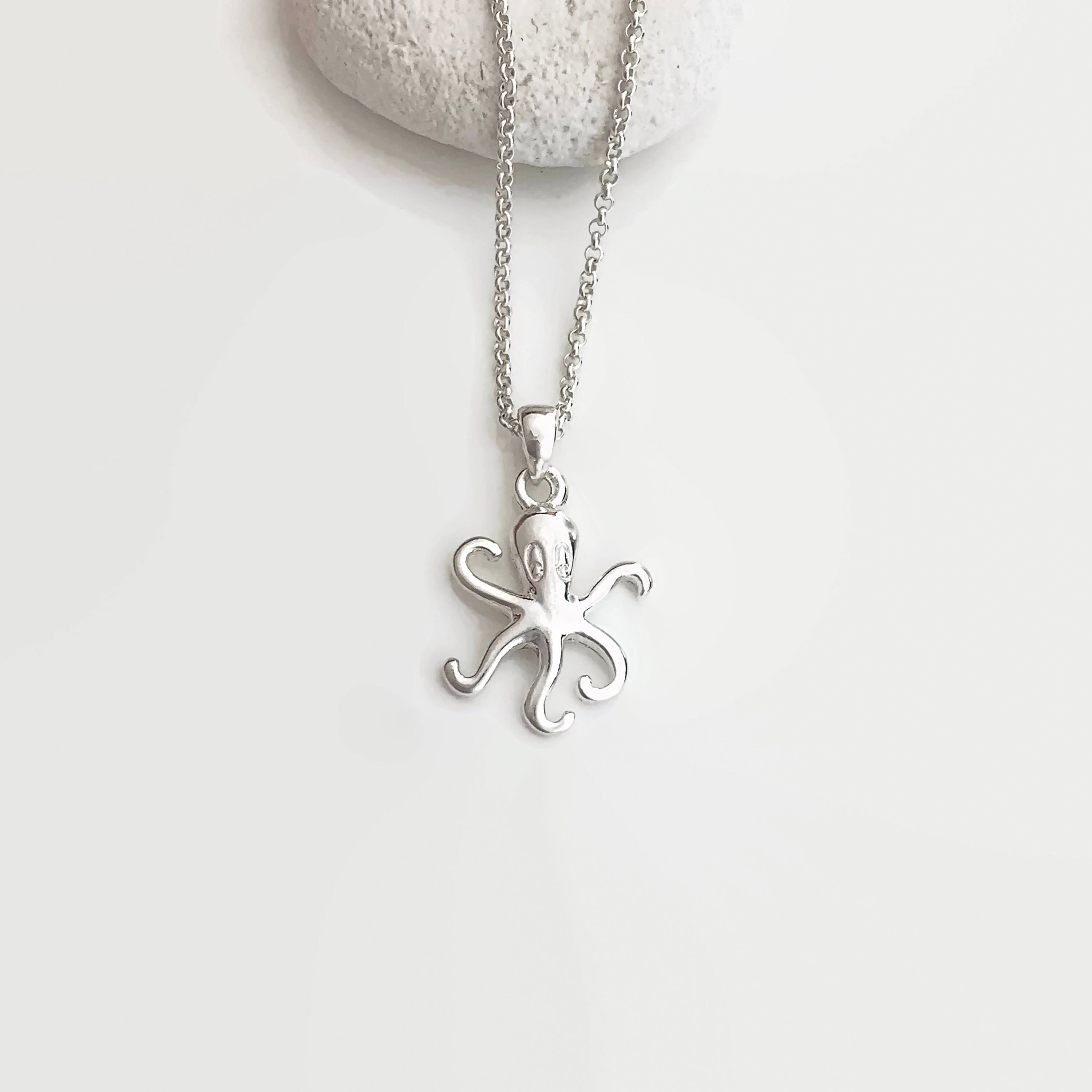 Sterling Silver Octopus Necklace | Etsy