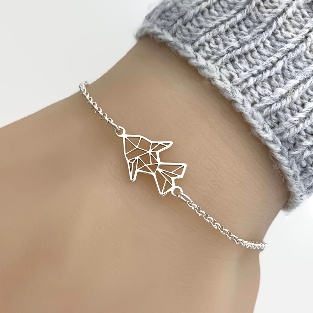 Sterling Silver Origami Fish Bracelet - Etsy