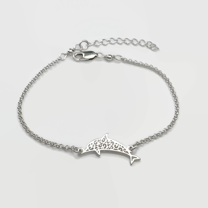Dolphin Bracelet in Sterling Silver - Adjustable Bracelet - Etsy