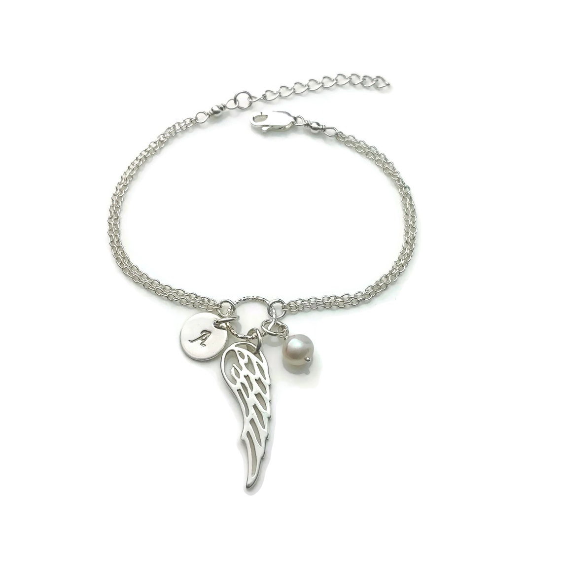 Personalized Angel Wing Bracelet in Sterling Silver - Etsy