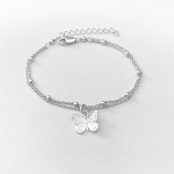 Silver butterfly ankle bracelet store