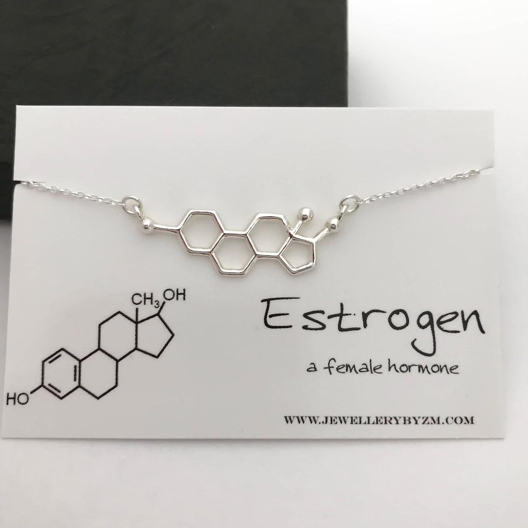 Sterling Silver Estrogen Molecule Necklace: Science Jewelry - Etsy