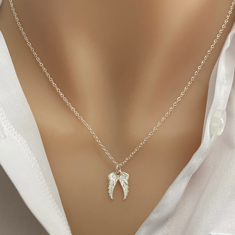 Sterling Silver Angel Wings Necklace - Etsy