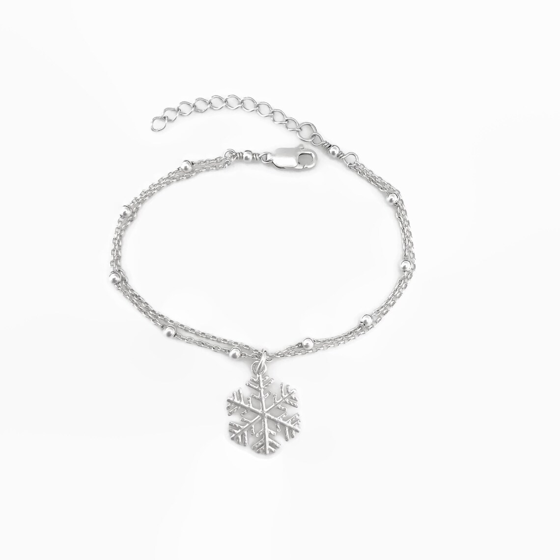 Sterling Silver Snowflake Bracelet, Anklet, Adjustable Snowflake ...