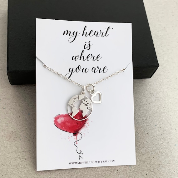 Sterling Silver Map of the World Necklace World Map Necklace | Etsy