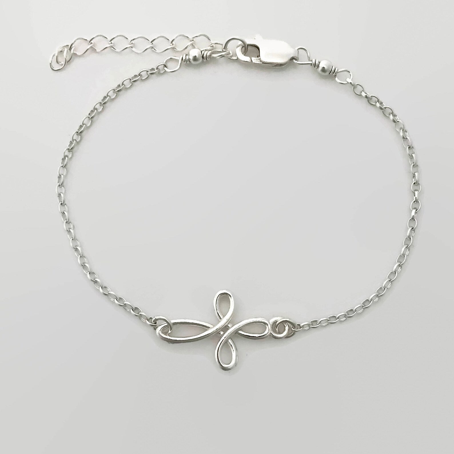 Sterling Silver Infinity Cross Bracelet - Adjustable Bracelet, Infinity ...