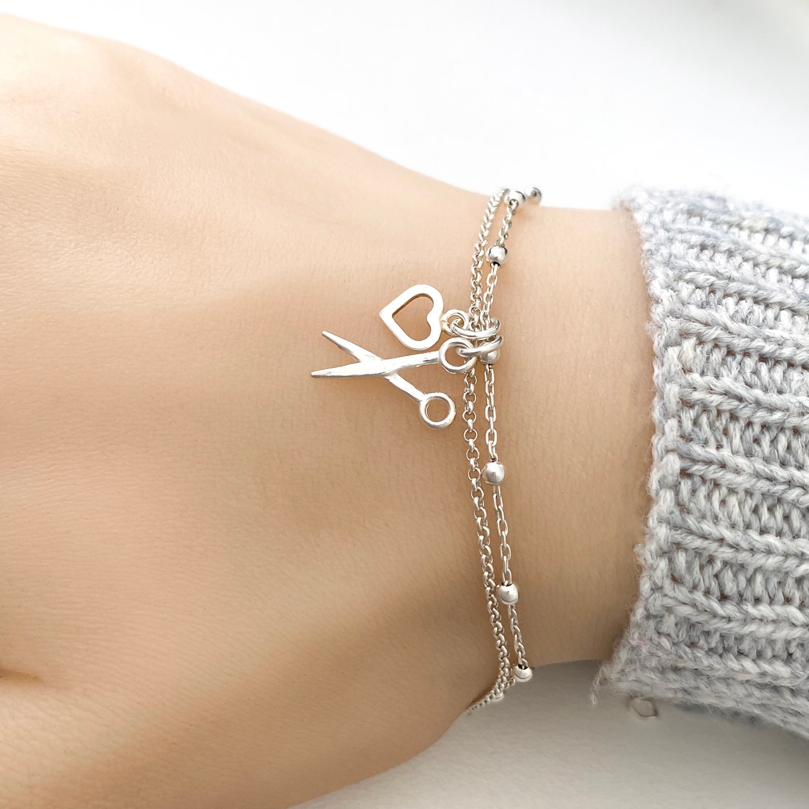 Sterling Silver Scissors Bracelet Hair Stylist Gift - Etsy UK