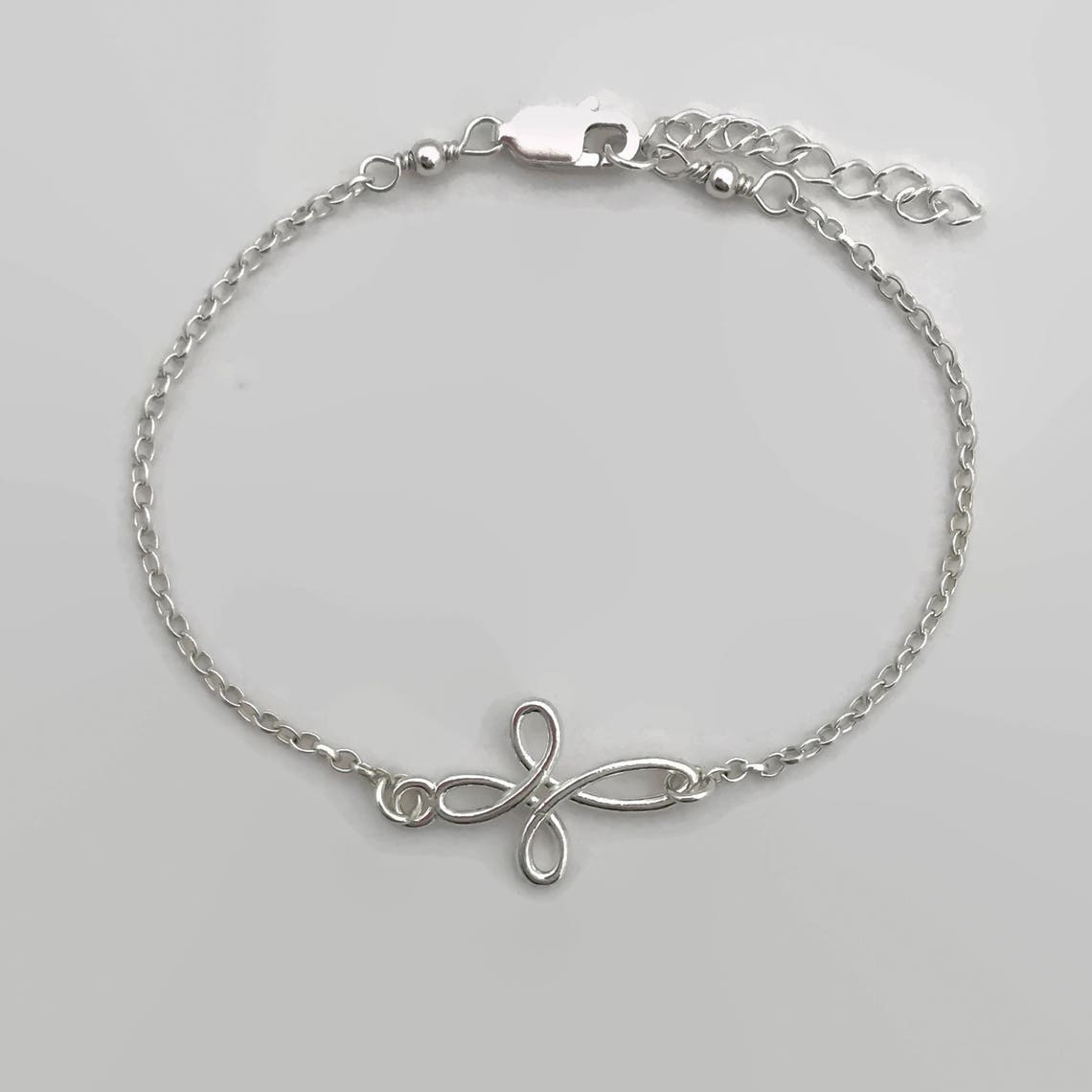 Sterling Silver Infinity Cross Bracelet Adjustable Bracelet - Etsy