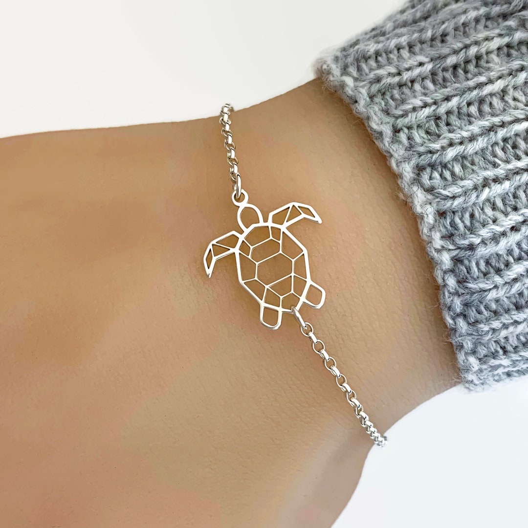 Sterling Silver Turtle Bracelet, Adjustable Tortoise Bracelet - Etsy
