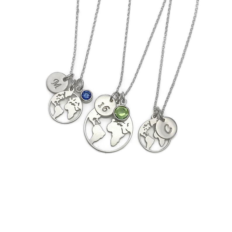 Sterling Silver Map of the World Necklace, Globe Necklace, World Map ...