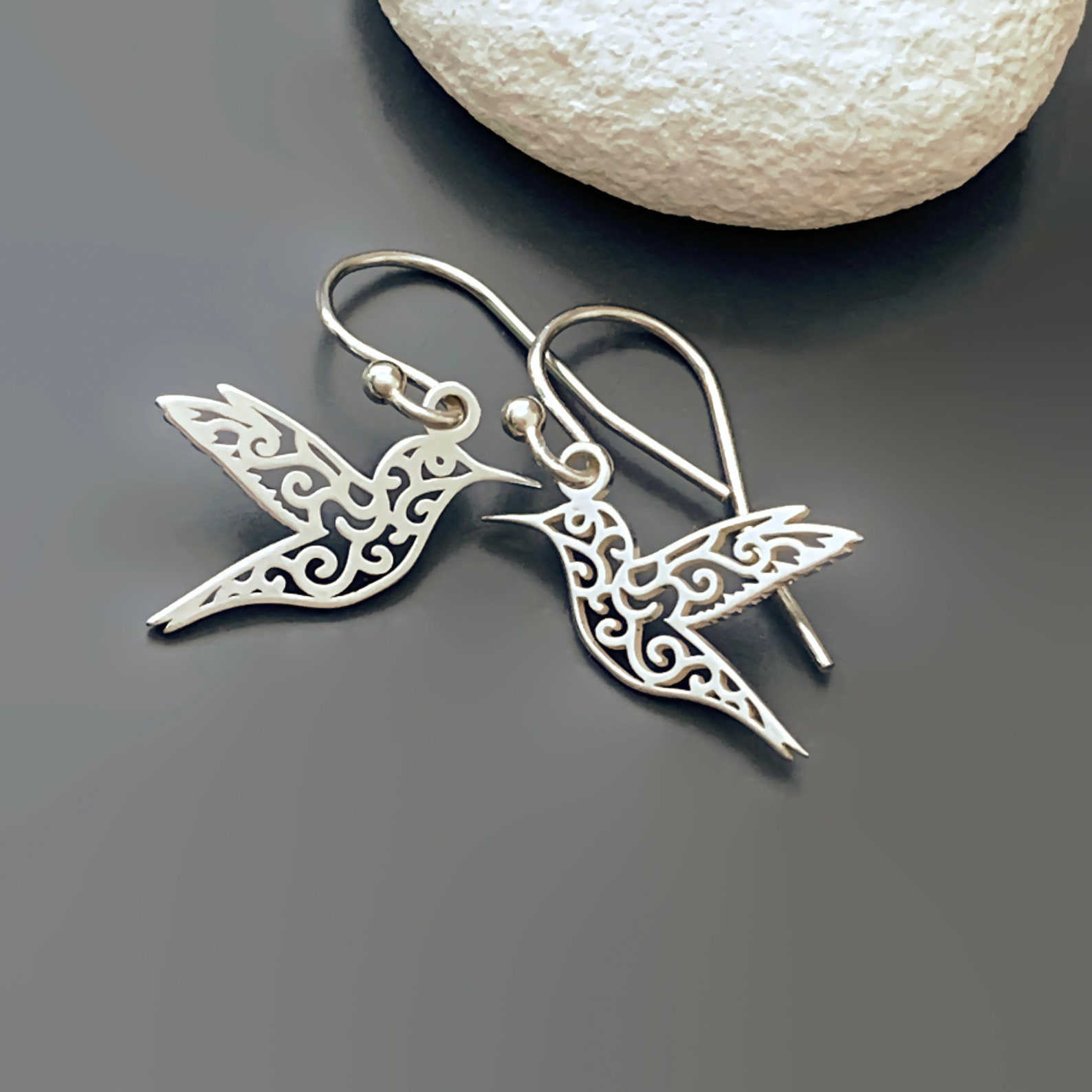 Sterling Silver Hummingbird Earrings - Etsy UK