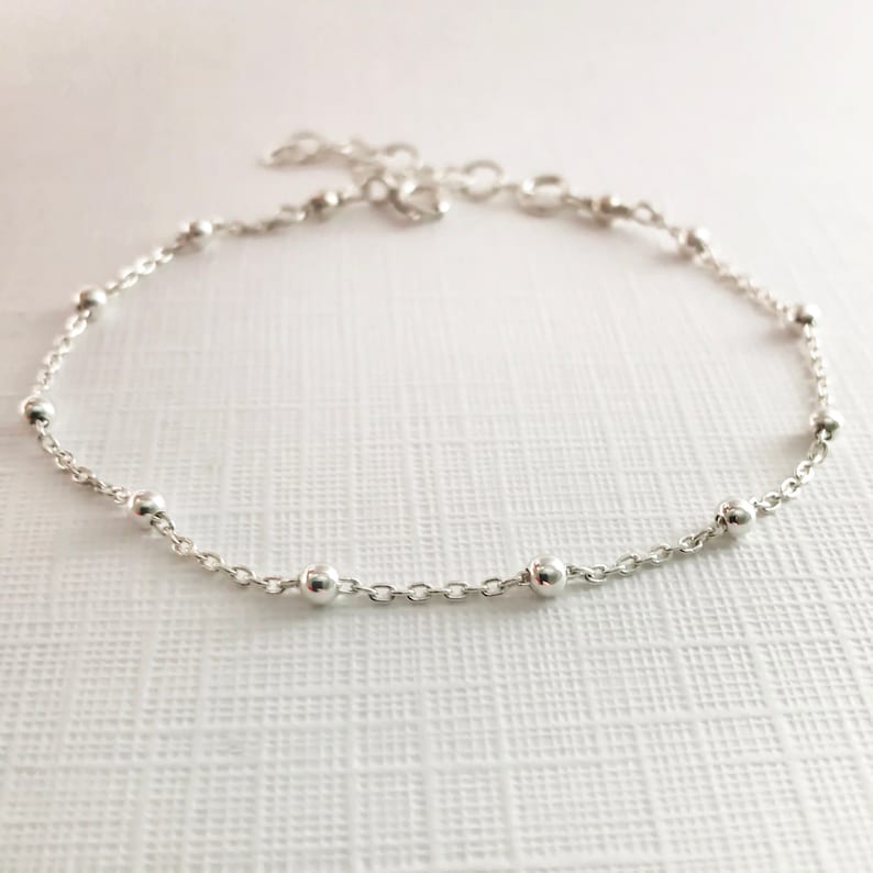 Sterling Silver Satellite Chain Anklet Silver Anklet Ankle - Etsy UK