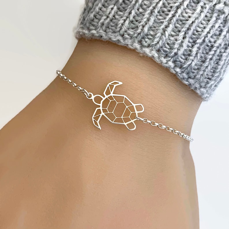 Sterling Silver Turtle Bracelet Adjustable Tortoise Bracelet - Etsy