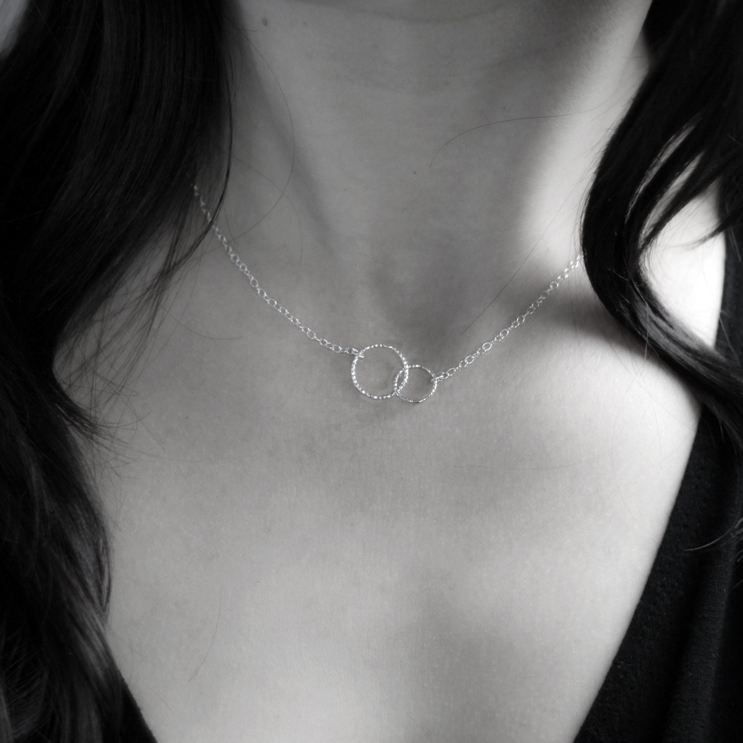 Two Entwined Circles Sterling Silver Necklace - Infinity Necklace ...