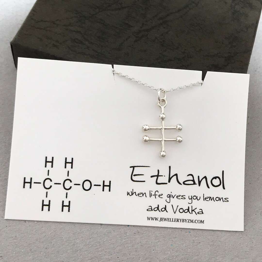 Sterling Silver Ethanol Molecule Necklace - Vodka Molecule, Alcohol ...