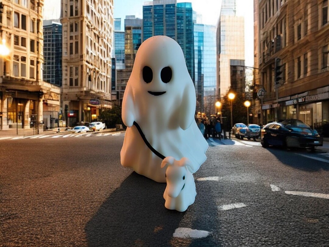 3d-printed Ghost Figurine: Whimsical Pet Walking Decor - Etsy