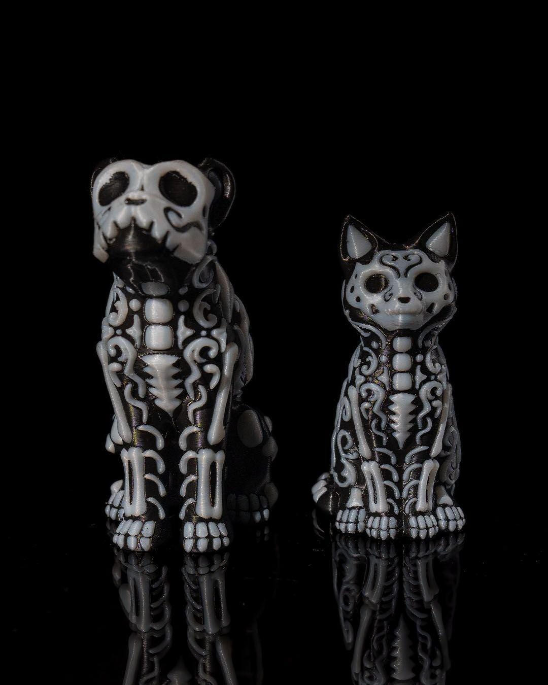 Day of the Dead (día De Los Muertos) Pet Figurines: Skeletal Dog and ...