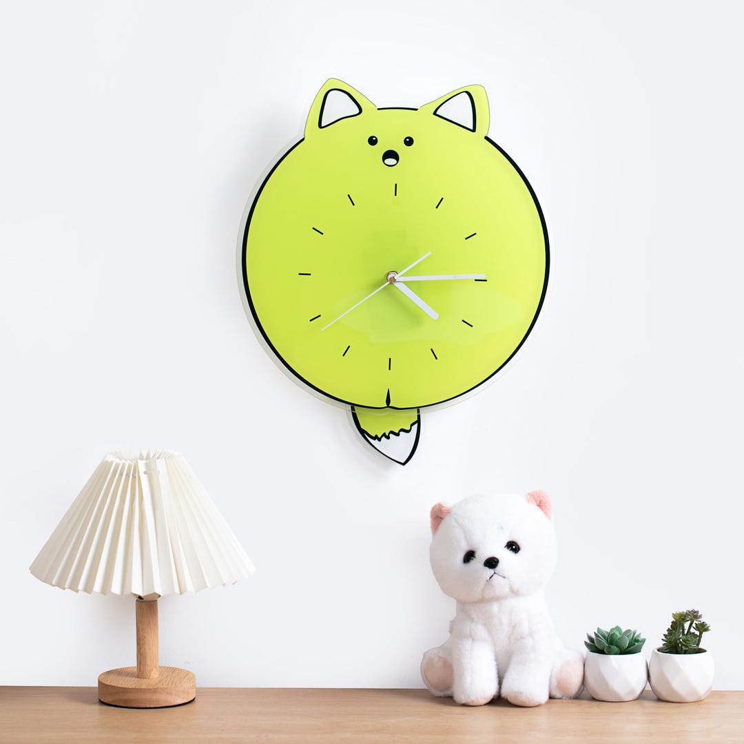 Fat Cat Wagging Tail Wall Clock – Cute Swing Tail Cat Clock for Kids ...
