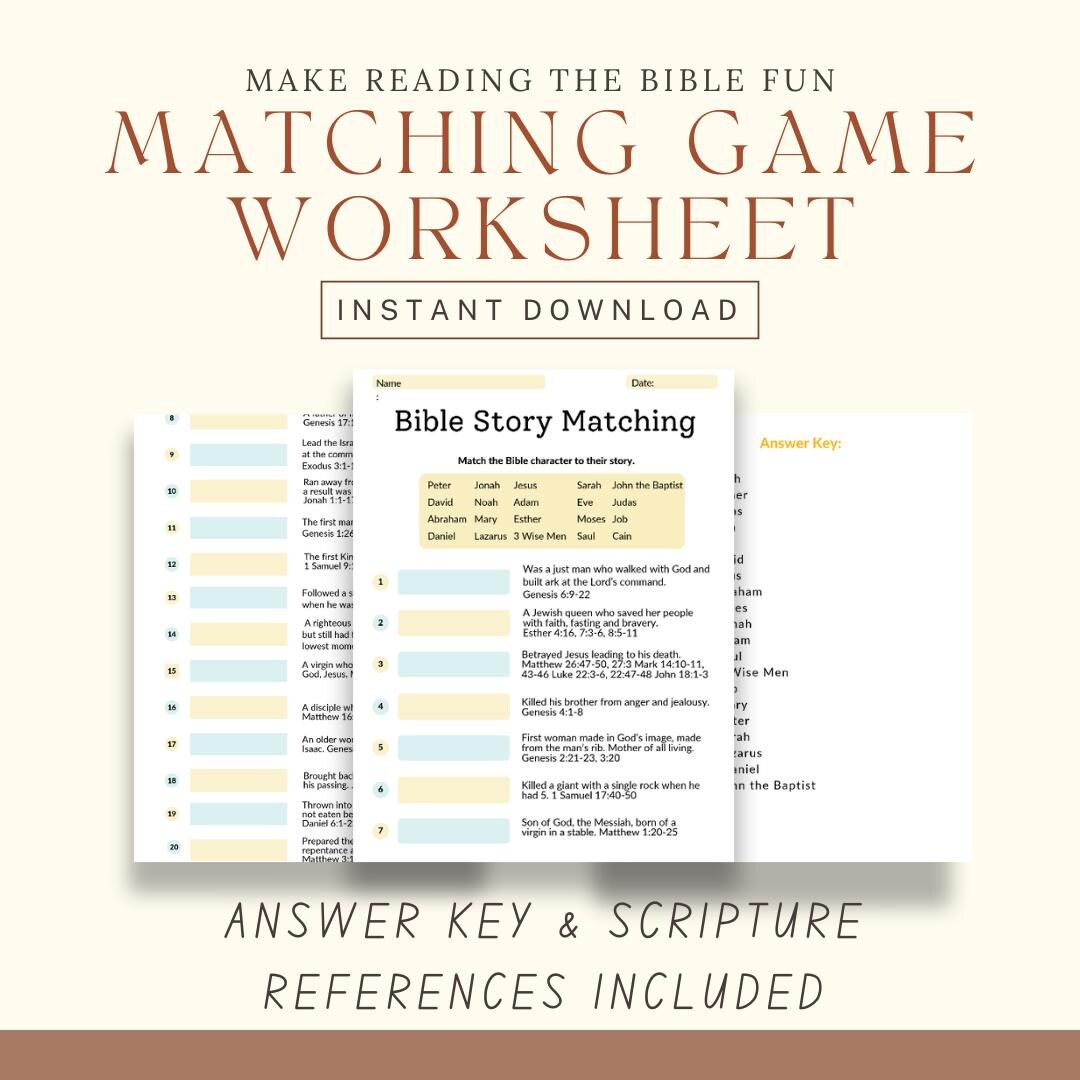 Bible Character Match-up: Fun Learning Game for All | PRINTABLE ...