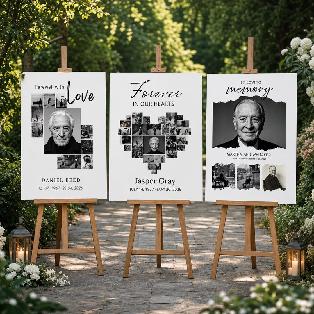 Funeral Photo Collage Template: Celebration of Life Memorial Poster ...