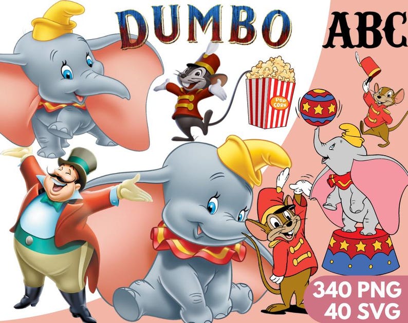 Dumbo Png & Svg Clipart, Dumbo Clipart Bundle, Dumbo Png Digital ...