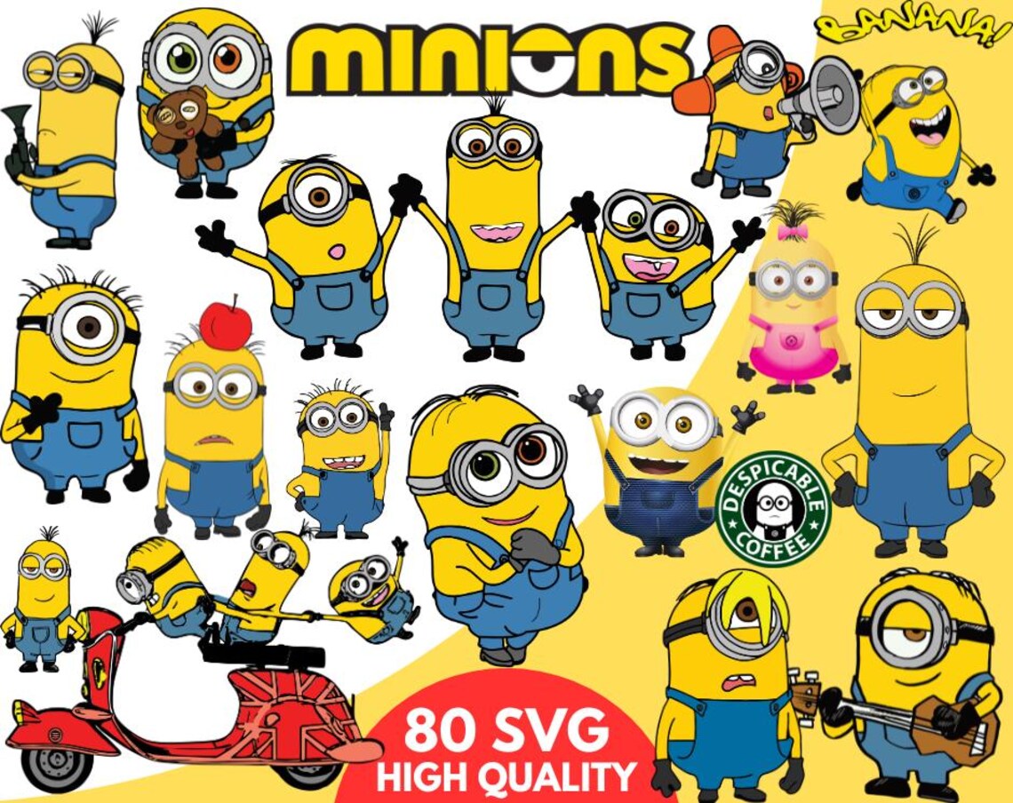 Minions Svg Bundle, Minions Svg Files, Minions Layered Cut Files for ...
