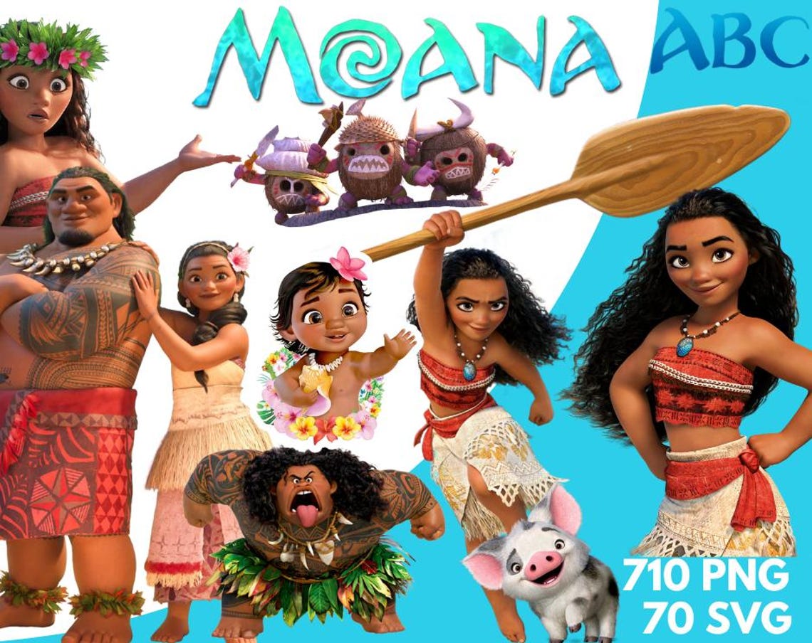 Moana Png & Svg Cliparts Mega Bundle, Moana All Characters Png Svg Cut ...