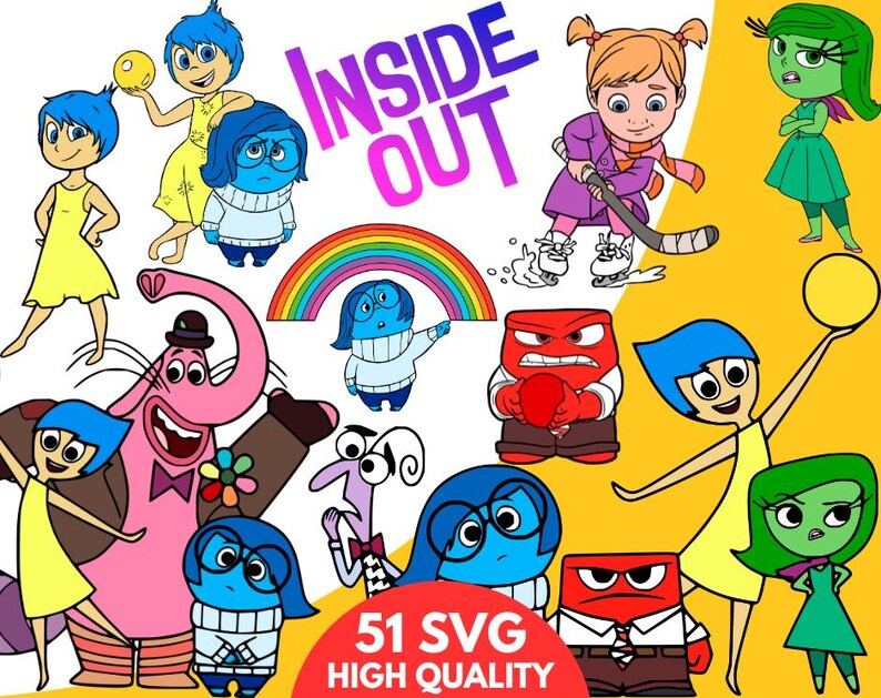 Inside Out Clipart Svg Bundle, Inside Out 2 PNG, Anger Joy Sadness ...