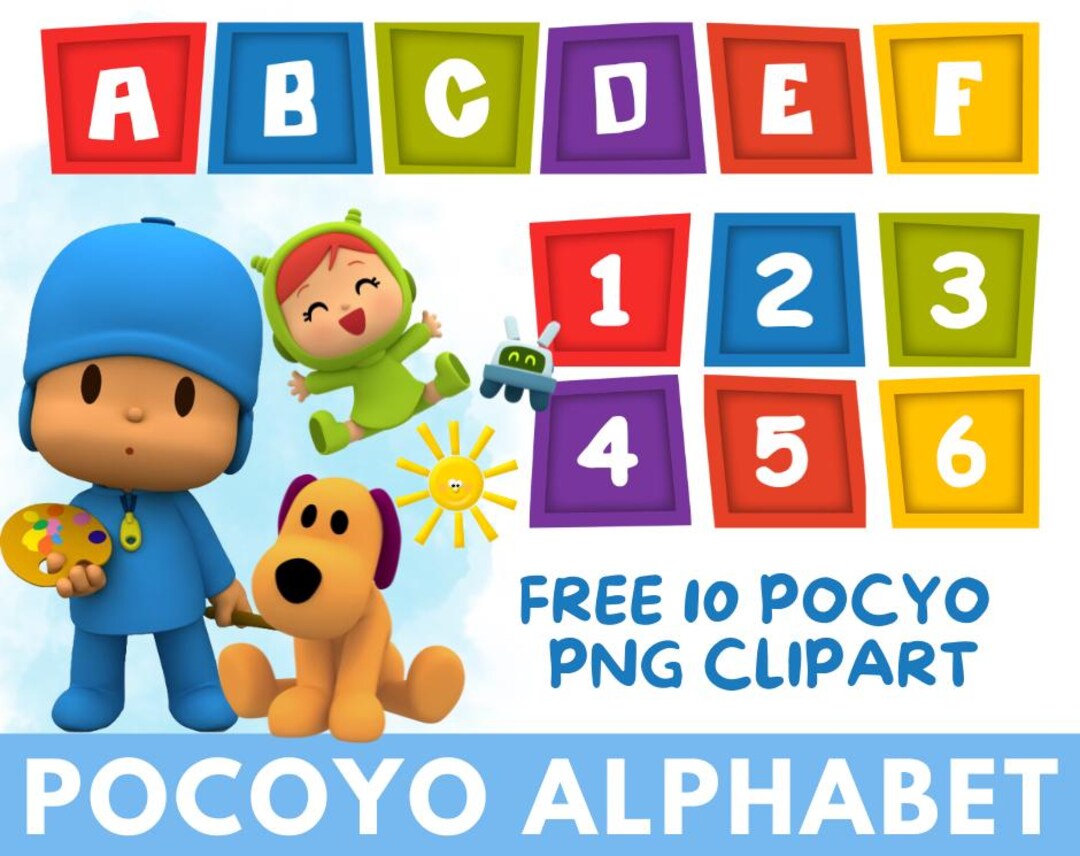 Pocoyo Alphabet Letters & Numbers PNG Pocoyo PNG Sublimation, Pocoyo ...