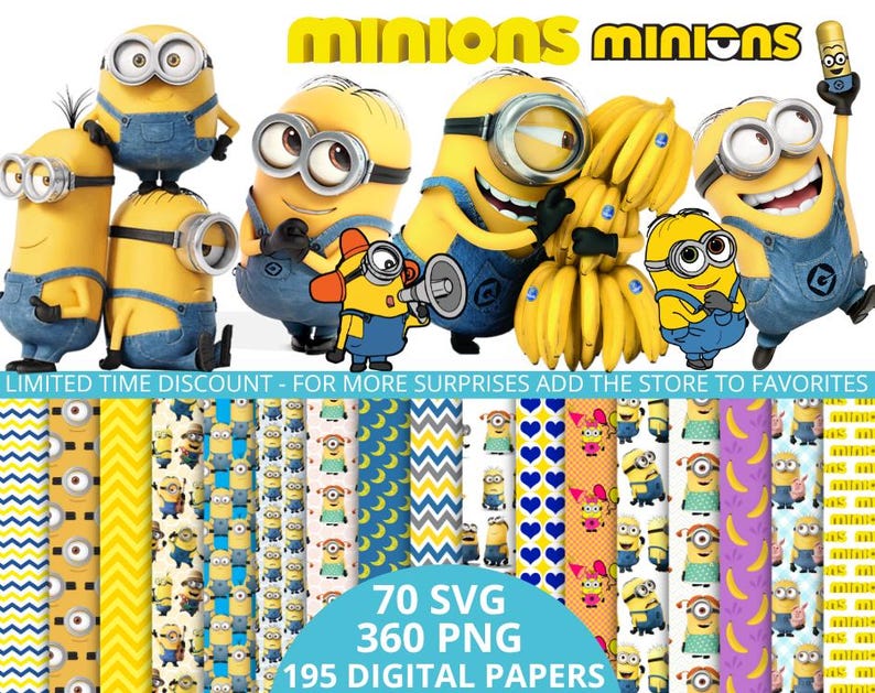 Minions Digital Papers, Minions Backgrounds, Seamless Patterns Minions ...