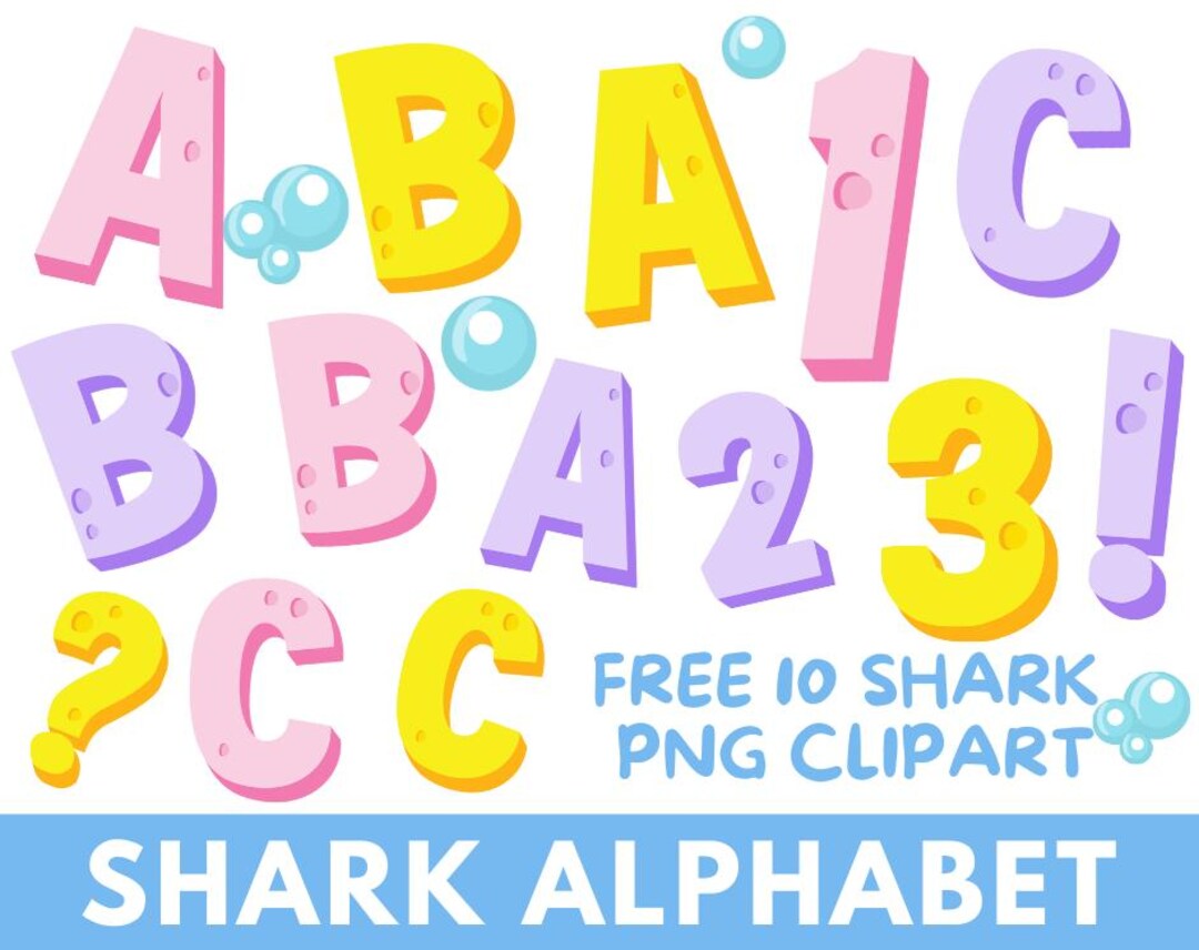 Baby Shark Alphabet Letters & Numbers PNG Baby Sharkpng Sublimation ...