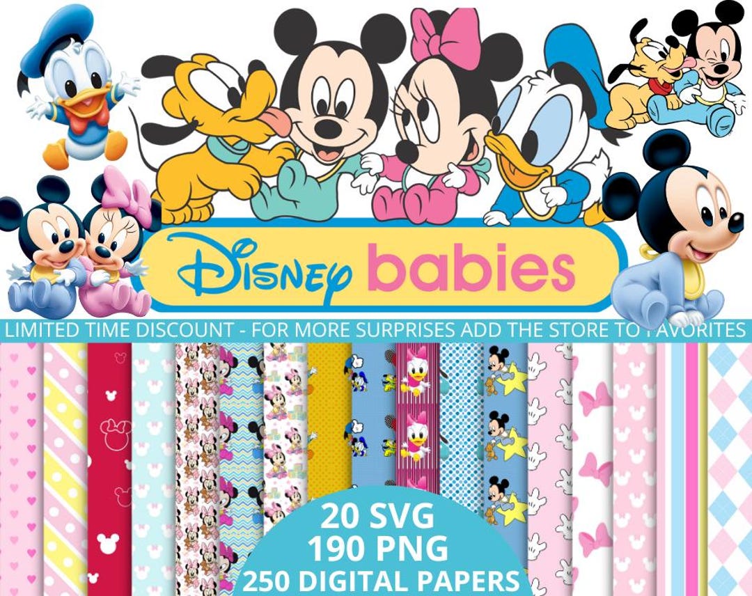 Mickey Babies Digital Papers, Mickey Babies Backgrounds, Seamless ...