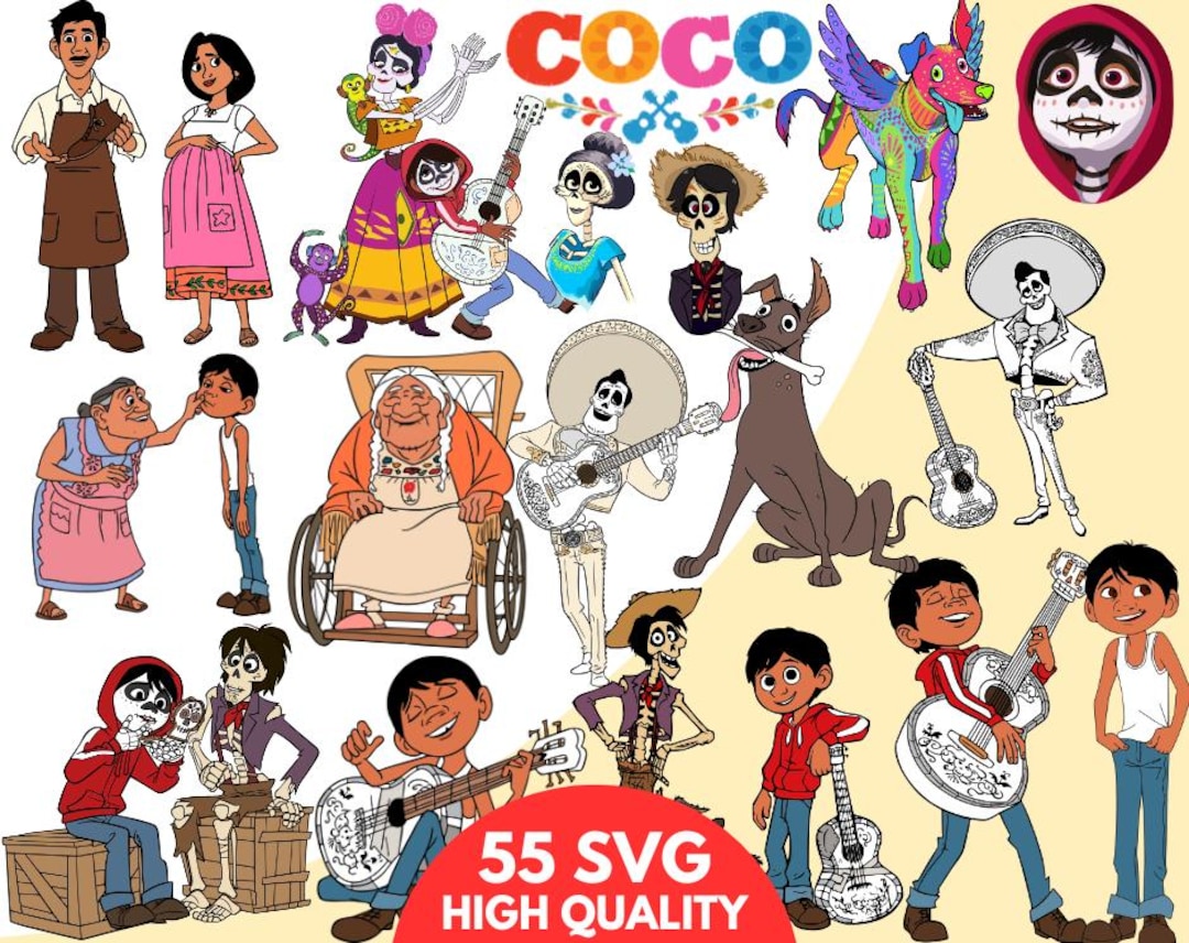 Coco Inspired SVG Bundle, Miguel Hector Mama Imelda & Dante Layered,svg ...