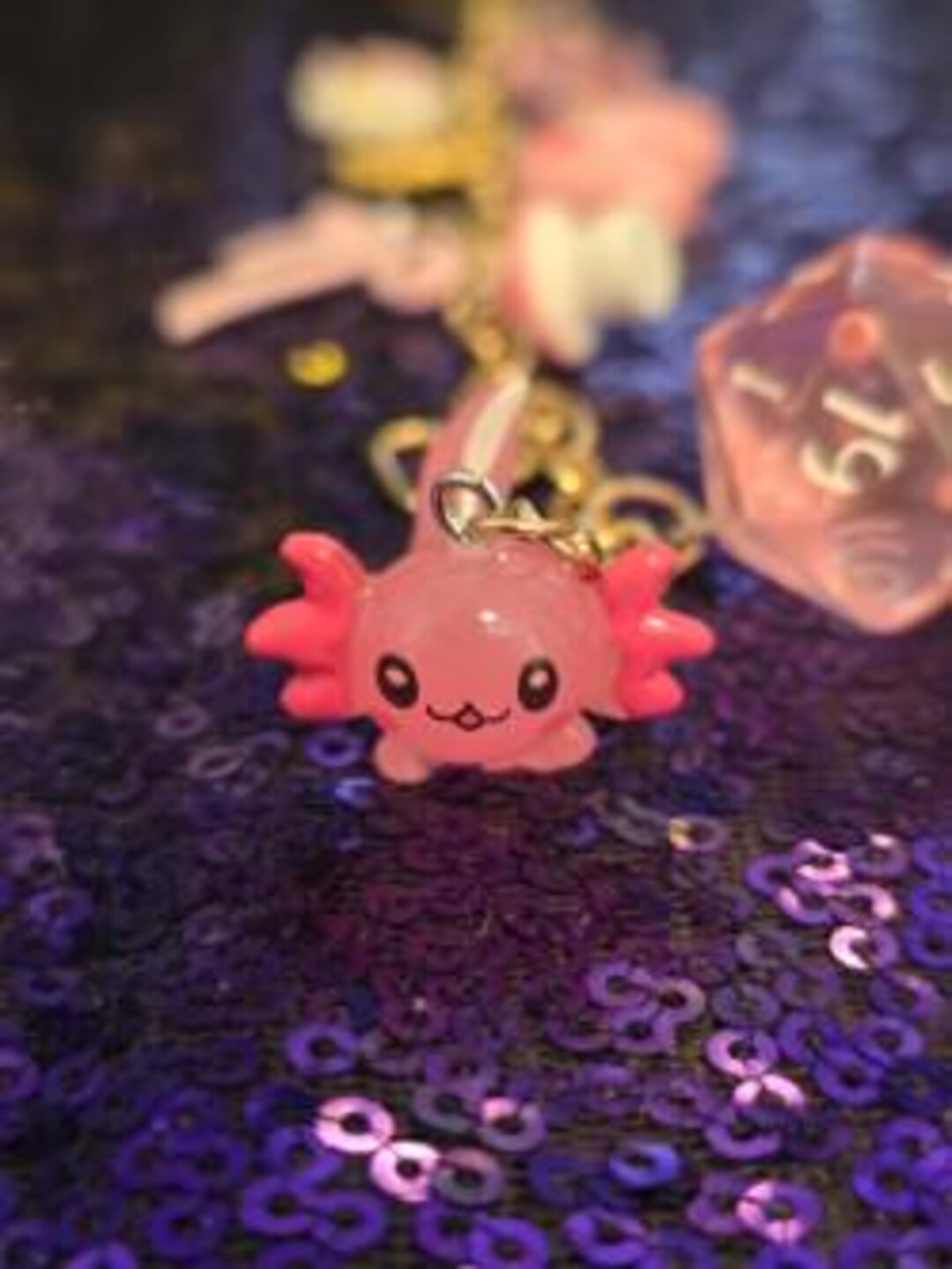 Pink Gummy Axolotl Mushroom | Charms | Kindle Charm Chain | E Reader ...