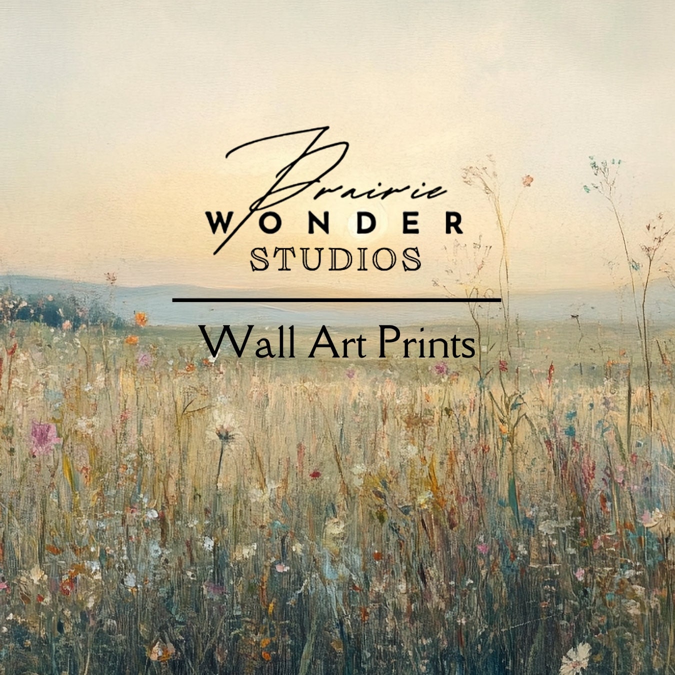 Printable Wall Art Prairie Meadow Sunrise Vintage Oil Painting Digital ...