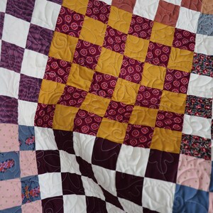 Handmade Twin Checkerboard Quilt – Colorful Patchwork Bedspread - Etsy