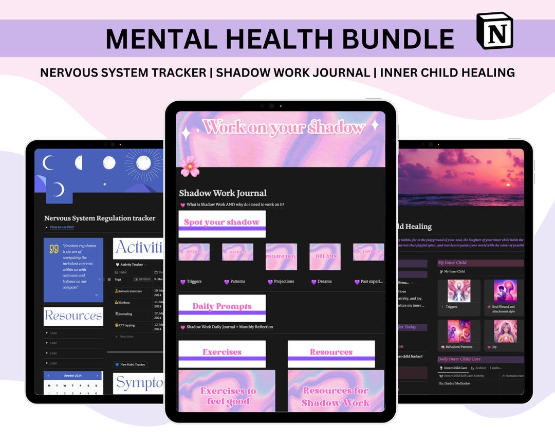 Shadow Work Journal Notion Template, Spiritual Bundle, Workbook, Digital Journal, Transformation ...