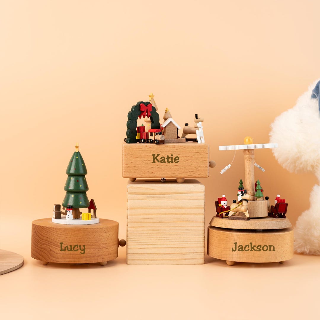 Personalised Wooden Train Music Box, Engraved Name Music Box, Keepsake ...