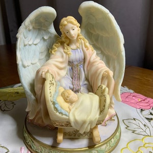 Vintage Roman Inc Angel With Child in Crib 1999 Angel With Child ...